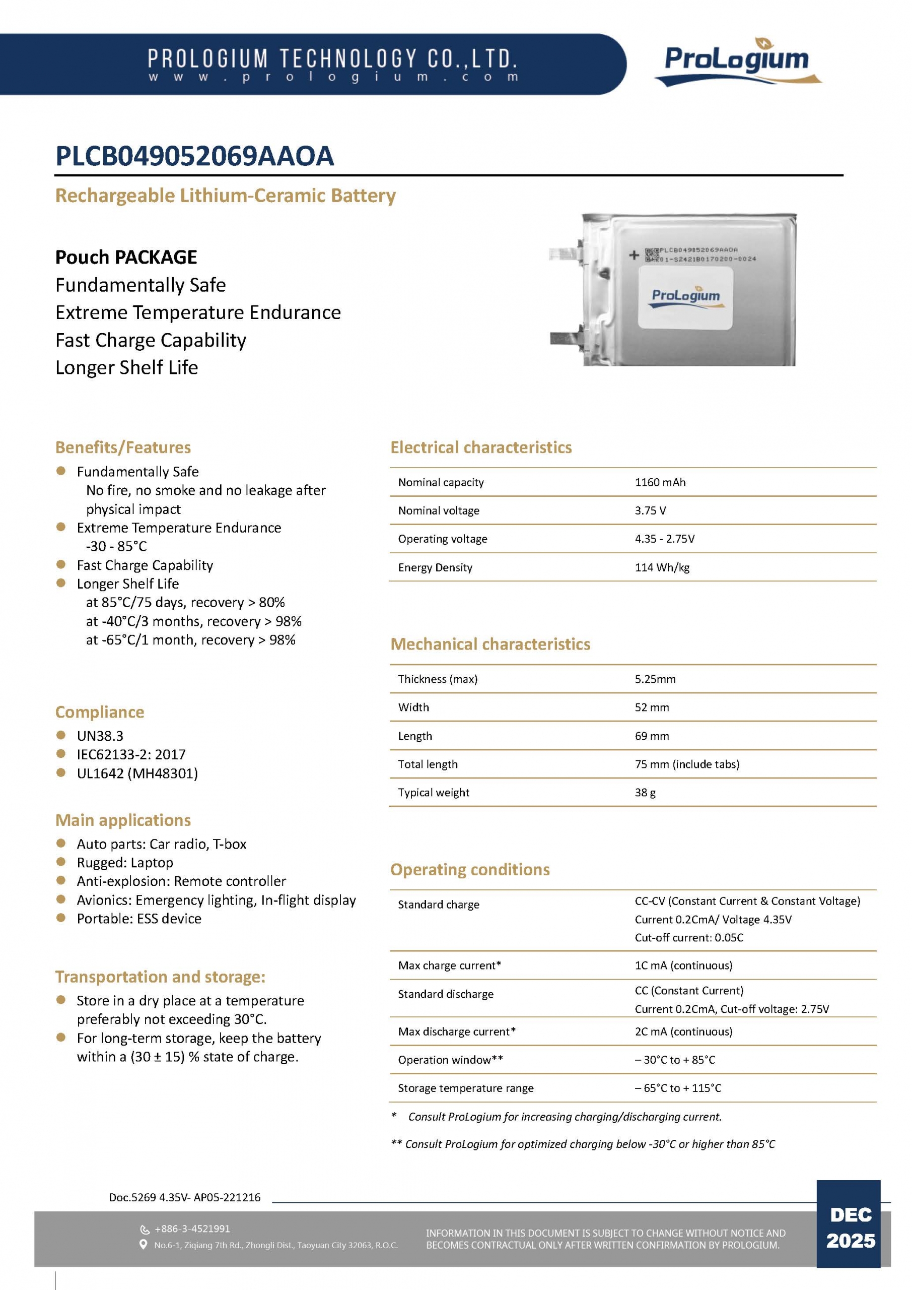 2026 CES ProLogium Next-Gen Lithium-Ceramic Battery AP System ...